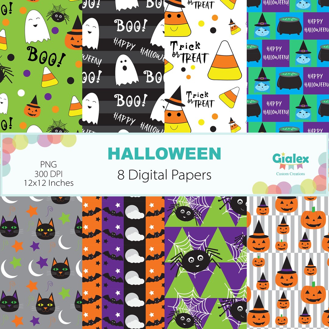 Halloween Digital Paper, Halloween PNG, Halloween Digital Pattern ...