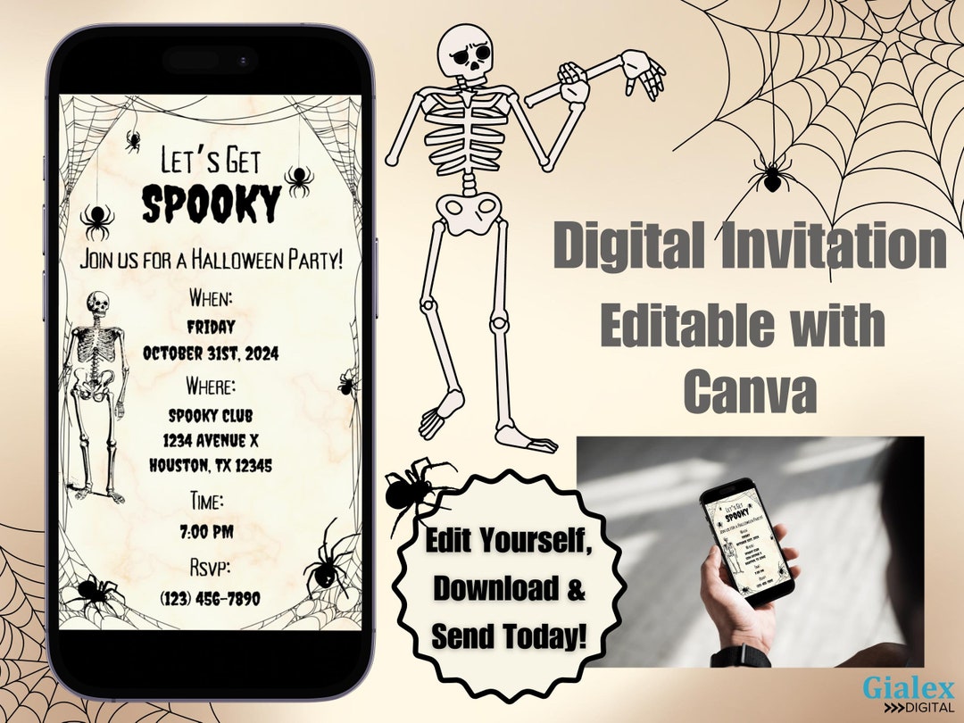 Let's Get Spooky Halloween Digital Invitation, Halloween Party Digital ...
