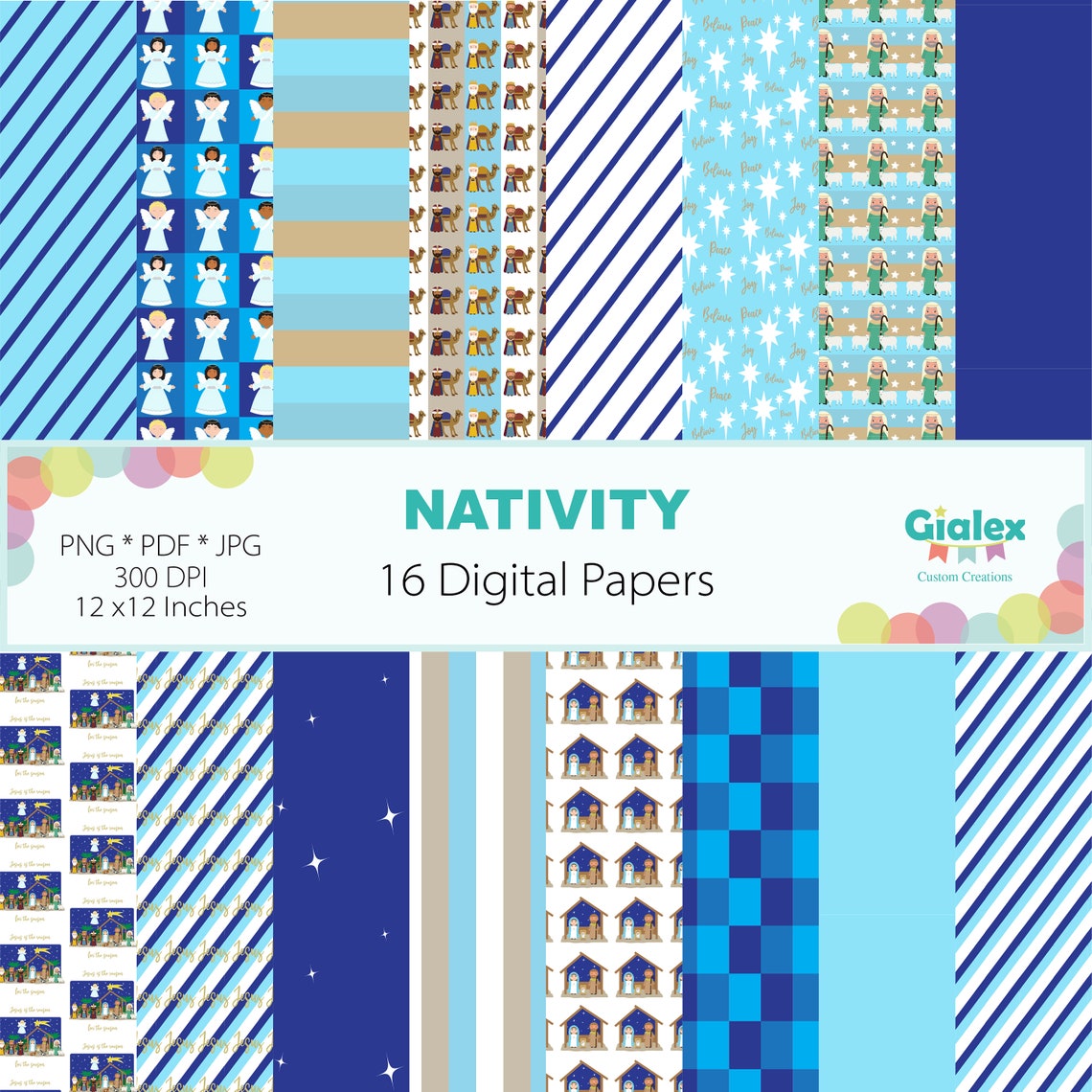 Nativity Clipart & Digital Paper Pack, Christmas Nativity Religious ...