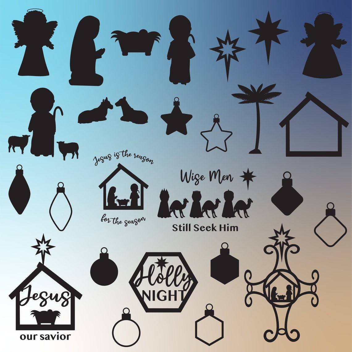 Nativity SVG, Nativity Scene SVG, Nativity Silhouette SVG, Nativity Cut ...