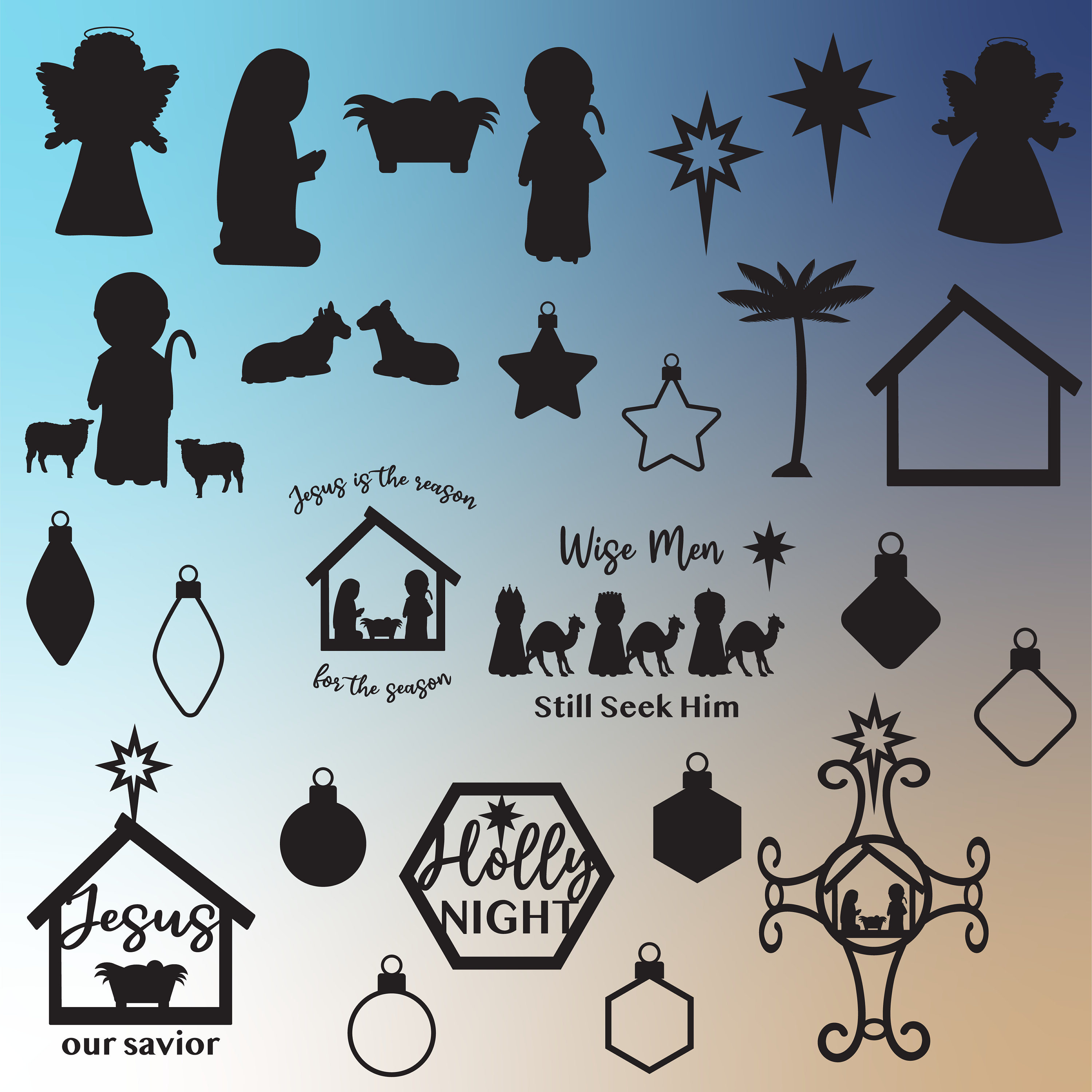 Nativity SVG, Nativity Scene SVG, Nativity Silhouette SVG, Nativity Cut ...