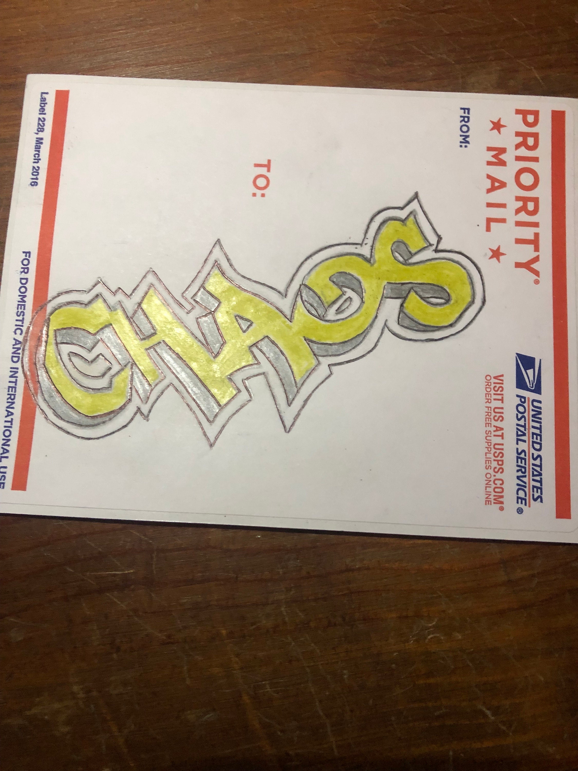 CHAOS Hand Drawn Graffiti Usps Label 228,sticker Art - Etsy