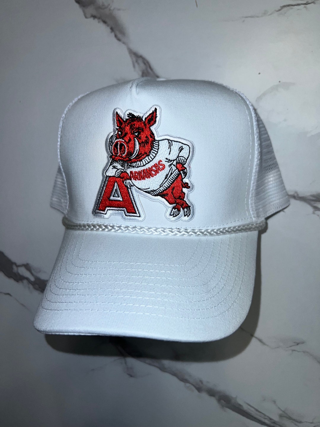 Arkansas Razorbacks Hogs White Snapback Hat Cap With Rope RARE LOGO ...