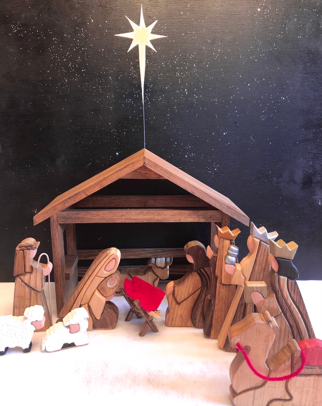 Handmade Wooden Nativity Scene - Etsy