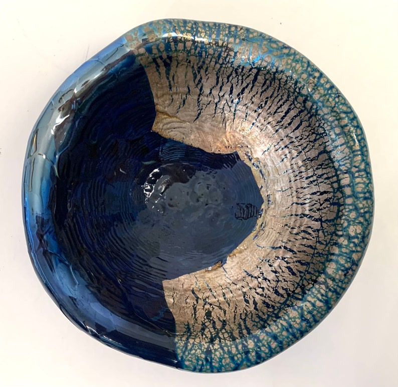 Caleb Siemon Signed and Dated, Shades of Blue and Infused Silver Foil ...