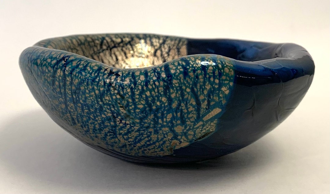 Caleb Siemon Signed and Dated, Shades of Blue and Infused Silver Foil ...