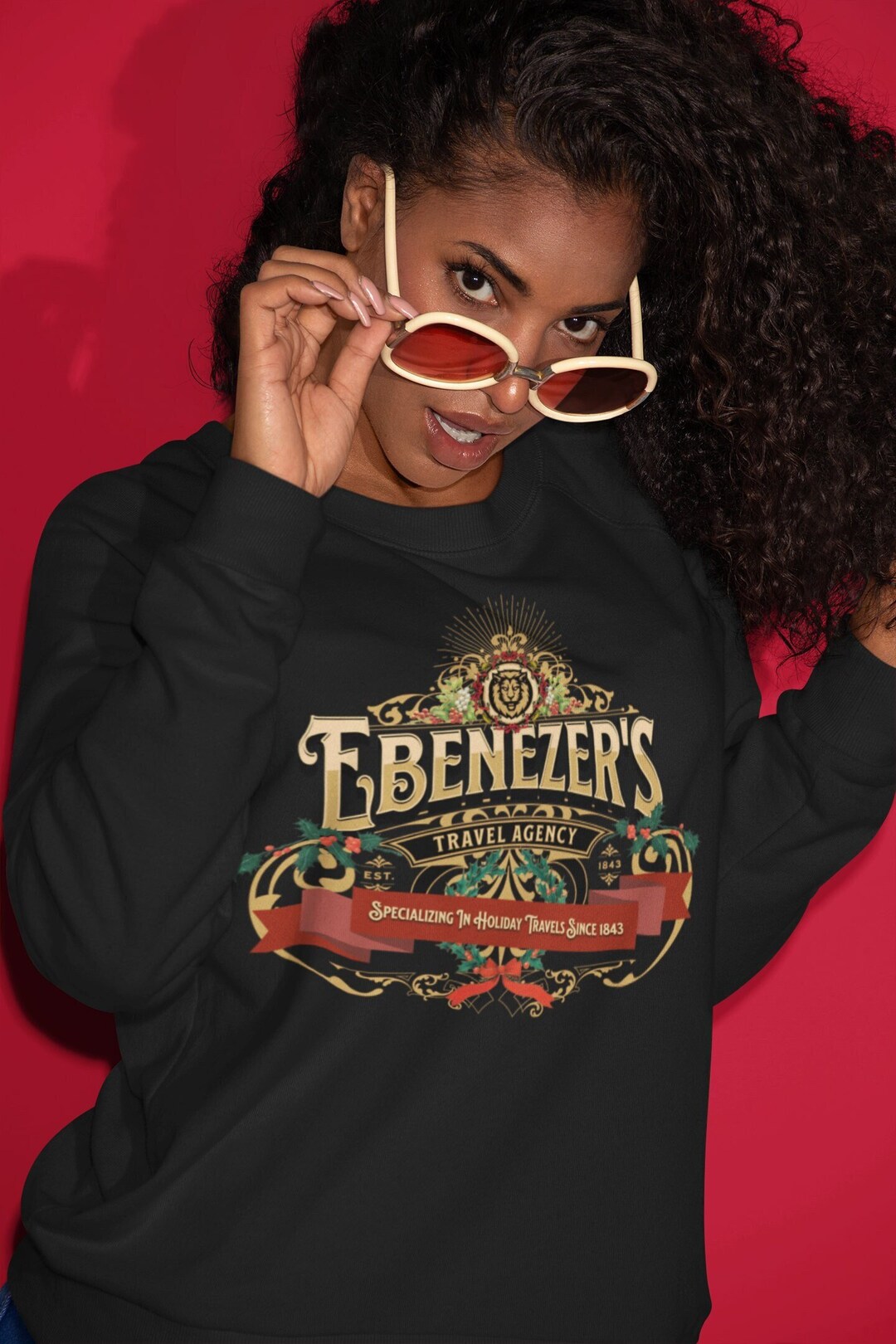 Ebenezer's Travel Agency, Fun Christmas Sweatshirt and Great Gift for Mom, Great Gift for Dad or ...
