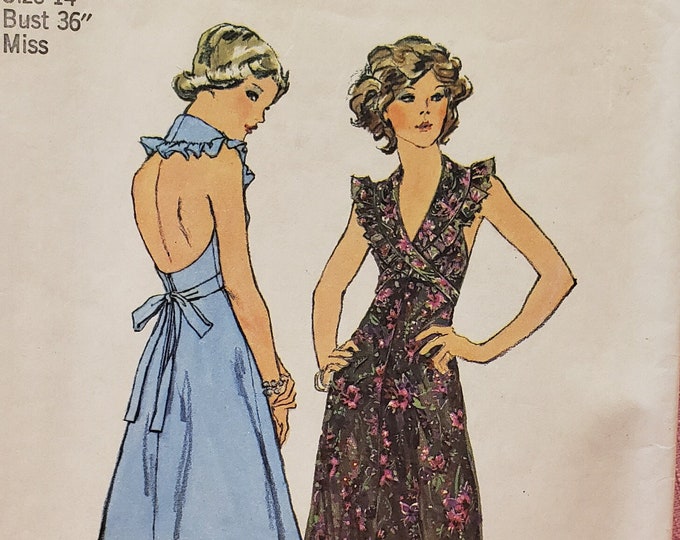 1974 Misses Halter Dress Simplicity Sewing Pattern - Etsy