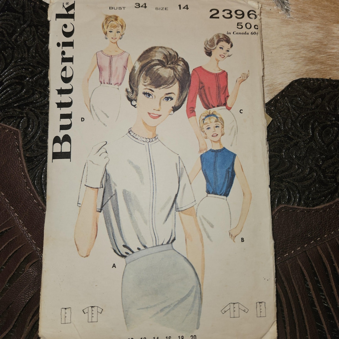 Vintage Butterick Sewing Pattern Misses Back Buttoned Blouse RARE - Etsy