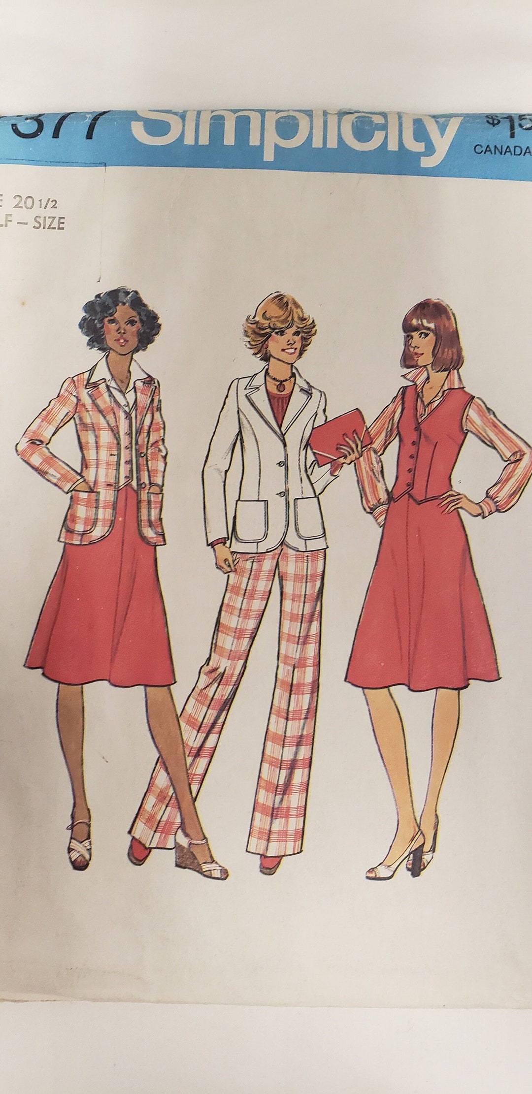 Simplicity 7377 Sewing Pattern Jacket, Vest, Skirt and Pants Half Sizes ...