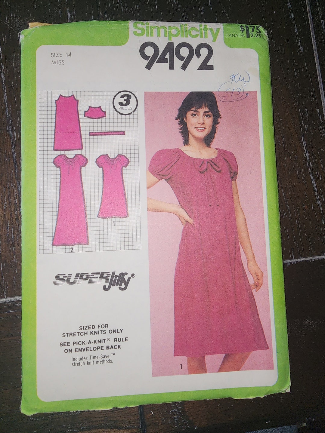 1980 Simplicity 9492 Super Jiffy Pullover Dress Pattern - Etsy