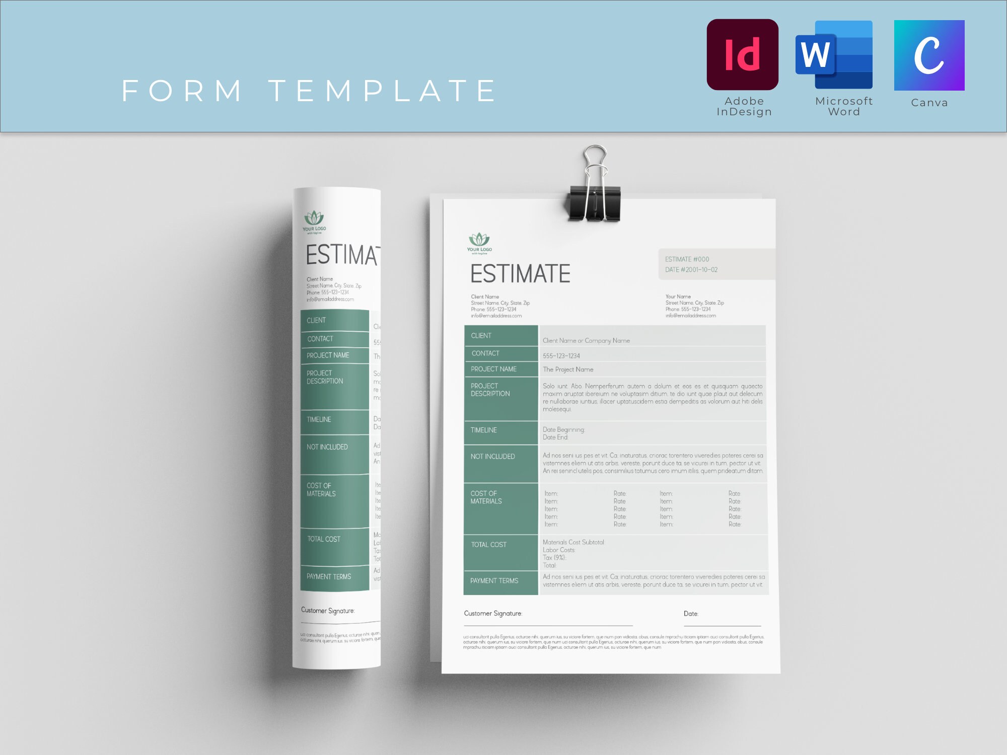 Editable Job Estimate Template: MS Word, Indesign, Canva (US Letter) - Etsy
