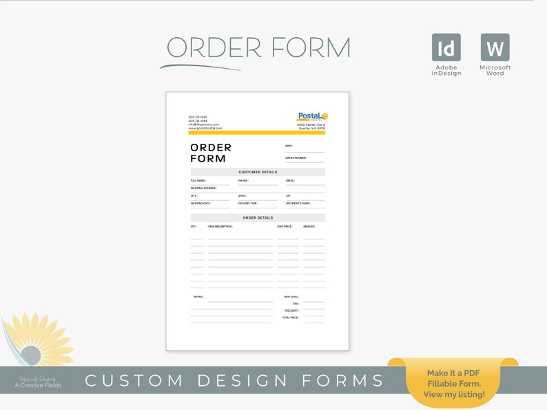 Custom Form, Business Forms, Order Form - Etsy