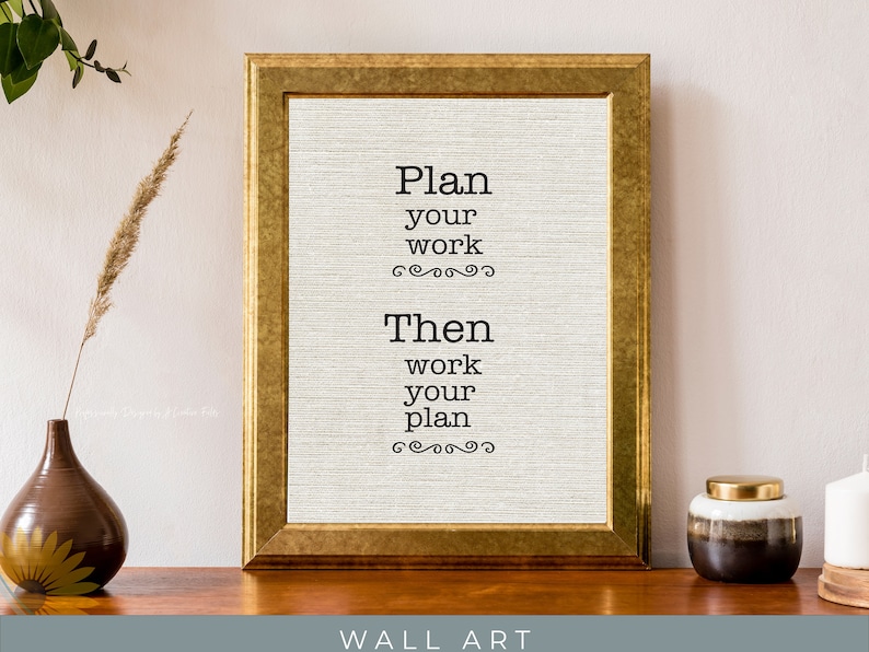 Plan Your Work Black and White Wall Art - Etsy