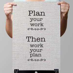 Plan Your Work Black and White Wall Art - Etsy