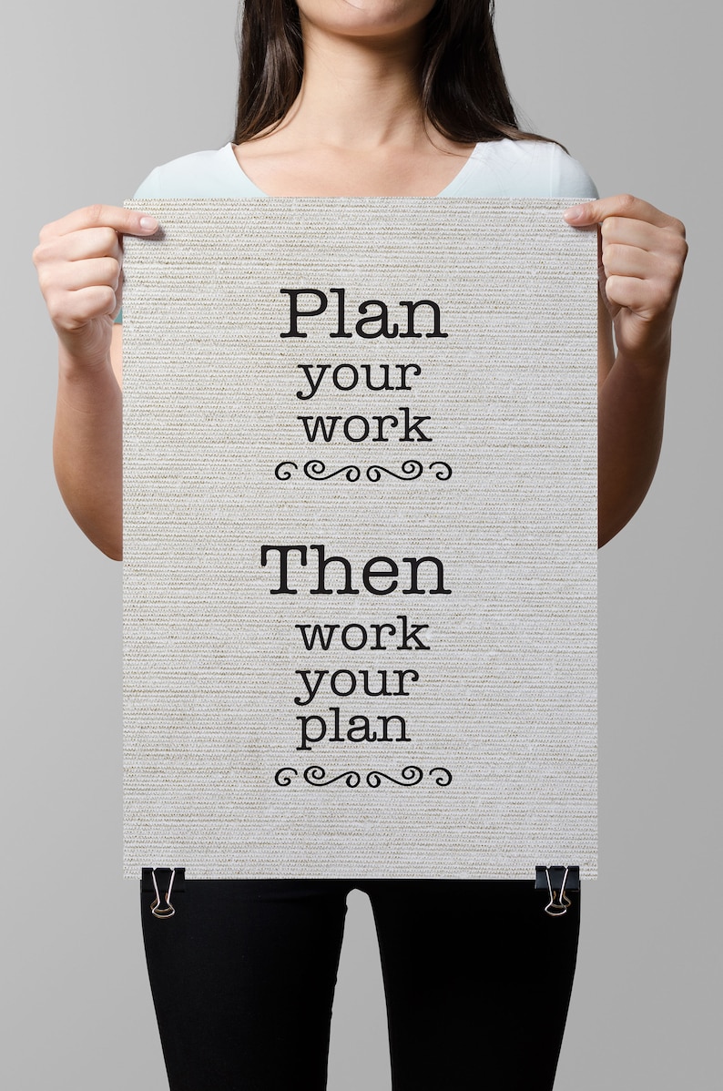 Plan Your Work Black and White Wall Art - Etsy