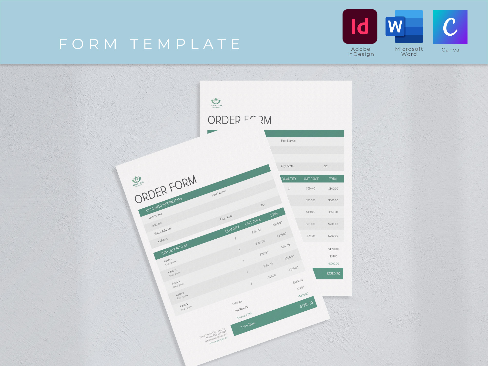 Editable Order Form Template: Microsoft Word, Adobe Indesign - Etsy