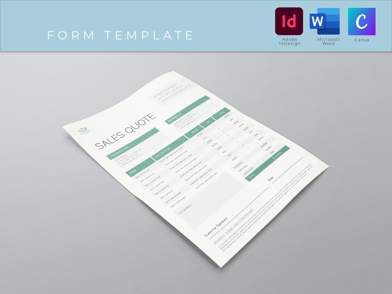 Editable Sales Quote Template: Digital Download (canva, Word, Indesign ...