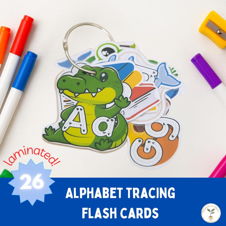 Alphabet Tracing Flashcards: Preschool Homeschool Laminated ABC ...