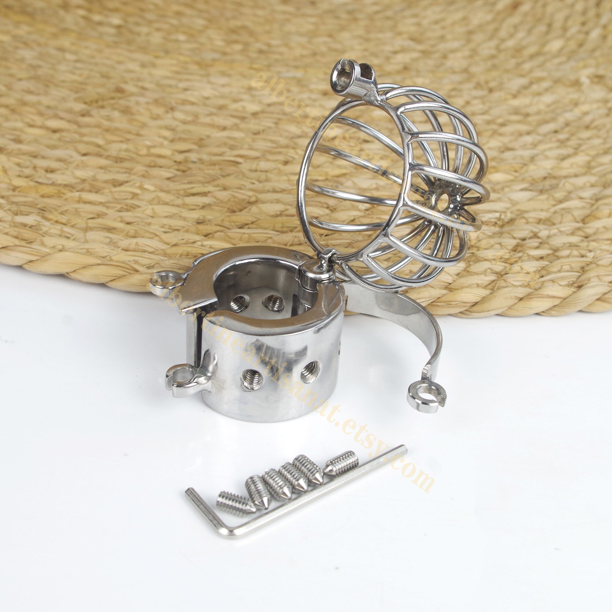 Gravity Stretch Scrotum Testicle Chastity Cage Customizable Stainless Steel Male Testis Stretch