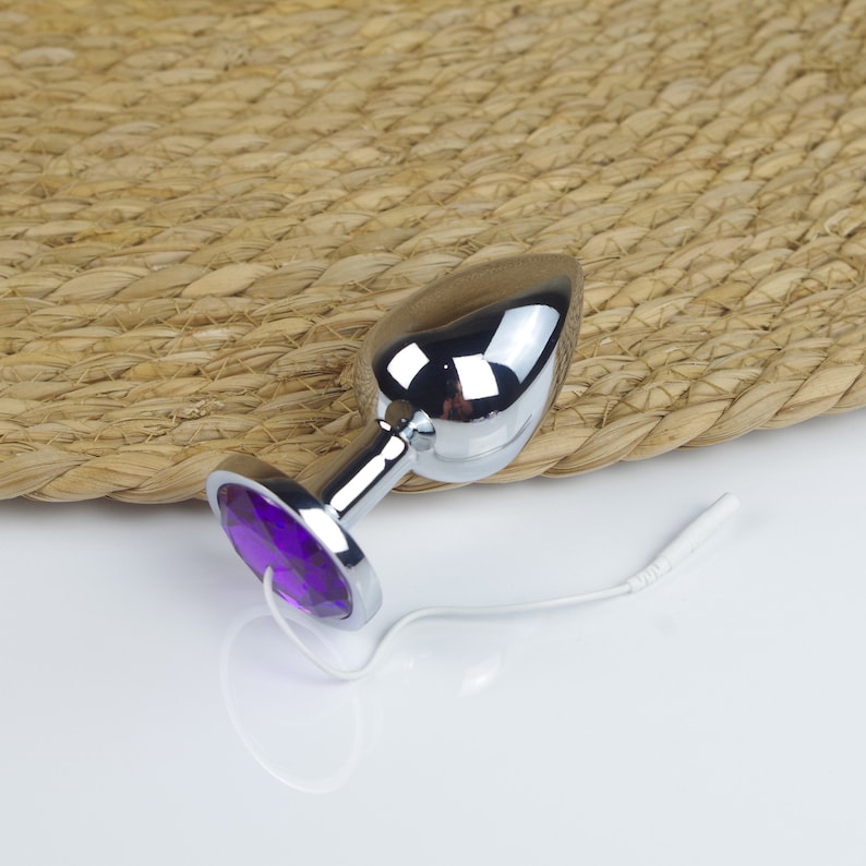 Large Jeweled Butt Plug Electric Shock Anal Vaginal Plug E Stim Device