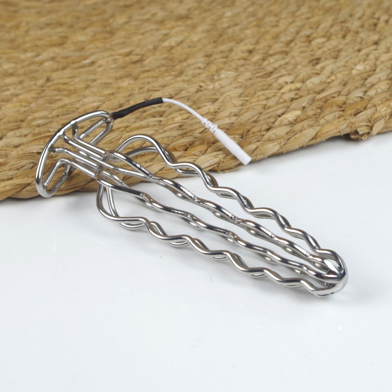 Electro Shock E-stim Cock Ring Butt Plug Sets, Stainless Steel Cock Loops Hollow Metal Anal Plug ...