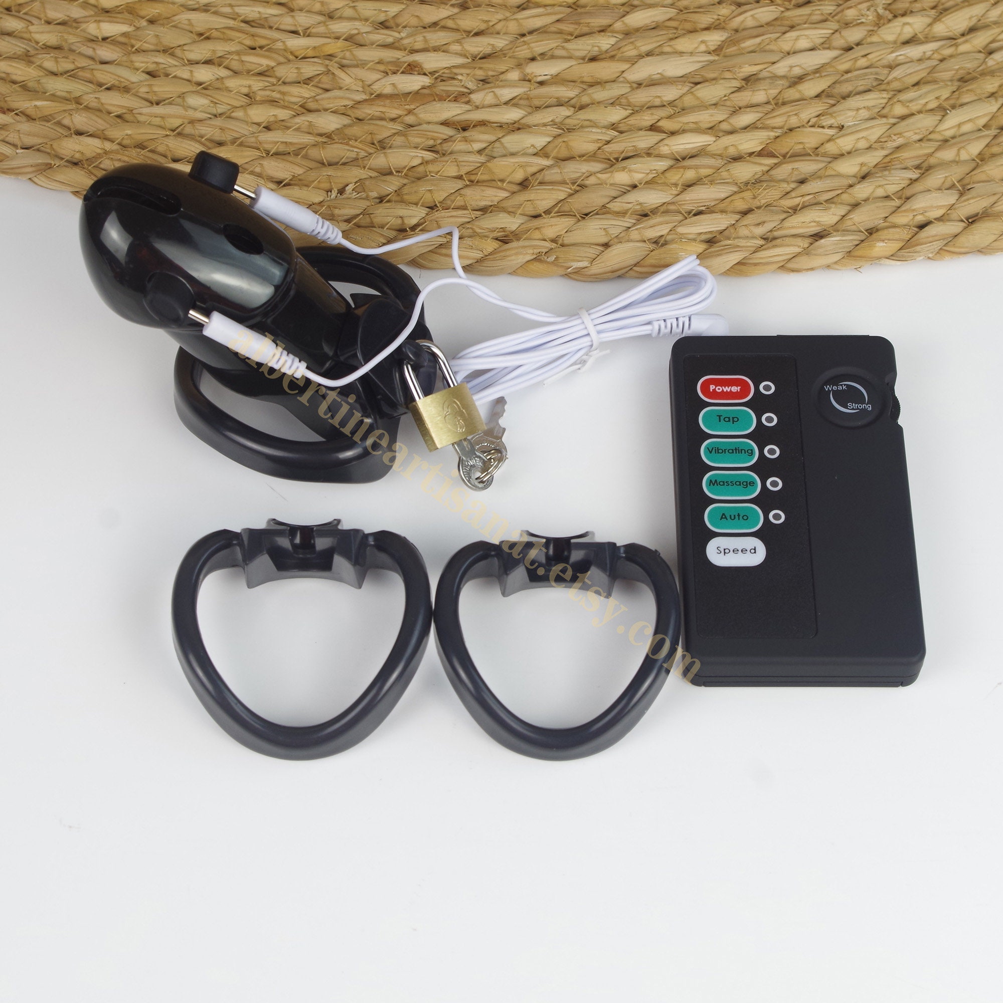 Electric Shock E Stim Kit Chastity Cage Plug Electrosex Toy Gear Belt ...