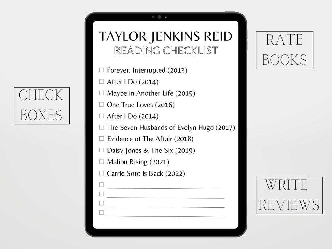 Taylor Jenkins Reid Author Reading Checklist, Author Backlist, Reading ...