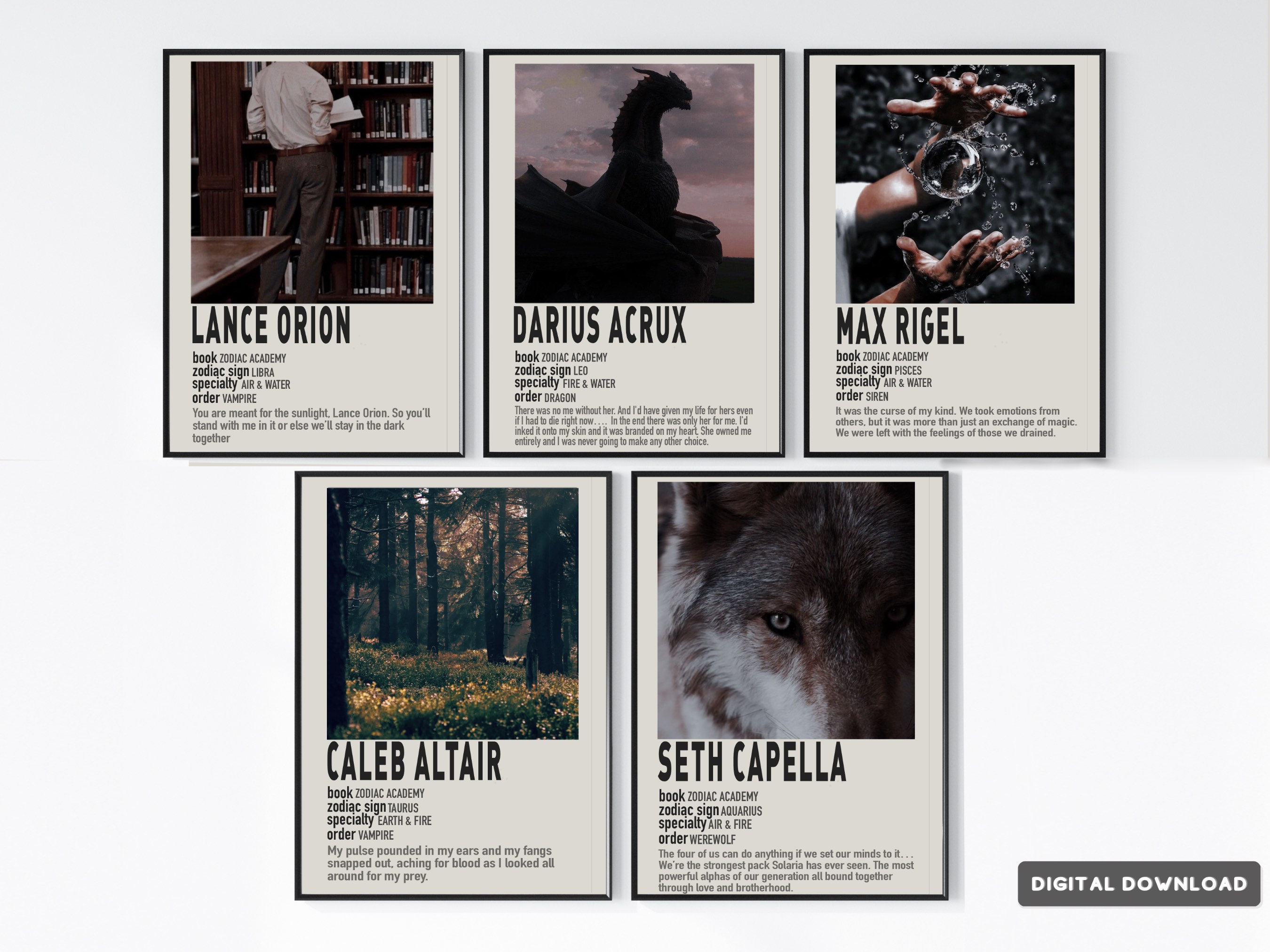 Zodiac Academy Polaroid Poster: Celestial Heirs Book Art (digital ...