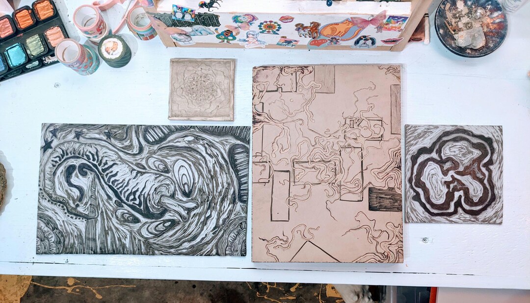 Map of Something ~ "mystery" Linoleum Print - Etsy