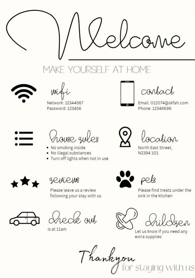 Airbnb Welcome Sign, Vacation Rental Printable, Guest Arrival Poster ...