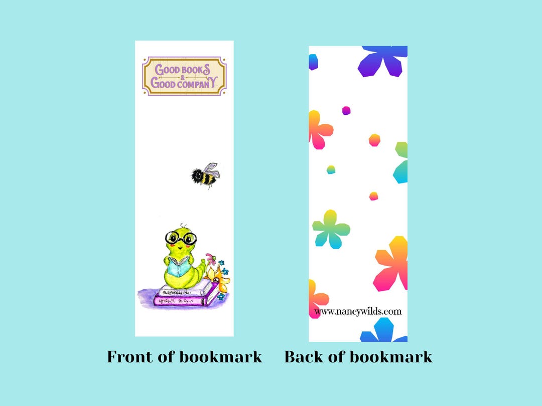Cute Bookworm Bookmarks Double Sided, Handmade and Laminated for Gifts ...