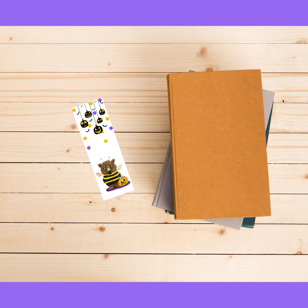Halloween Bumble Bear Laminated Bookmark: Teacher Student Gift - Etsy