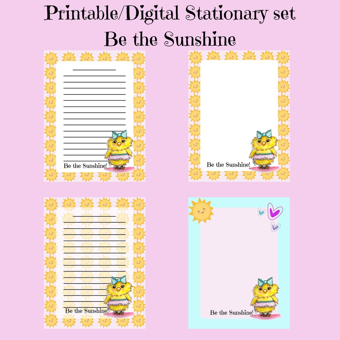 Printable Stationary/digital Note Paper/instant Download Cute Animals ...