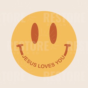 Jesus Loves You Smiley Face Poster, Printable, Home Decor, Digital ...