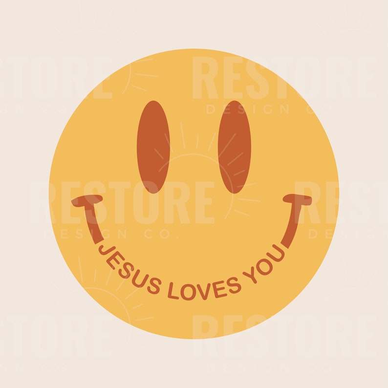 Jesus Loves You Smiley Face Poster, Printable, Home Decor, Digital ...