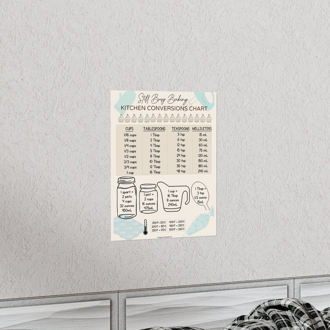 Still Busy Baking Kitchen Conversion Chart Poster - Etsy