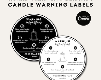 Editable Candle Warning Card, Printable Candle Care Instructions Card ...