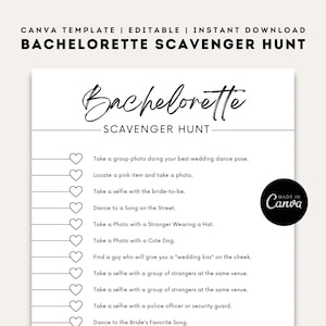 Bachelorette Scavenger Hunt | Hen Party Night Games | Printable Girls ...
