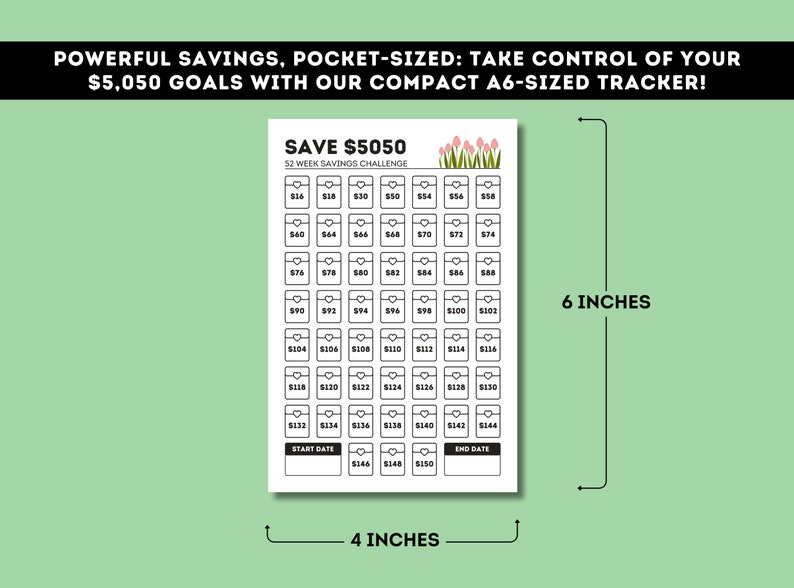 52 Week USD 5050 Savings Challenge PRINTABLE A6 Low Income - Etsy