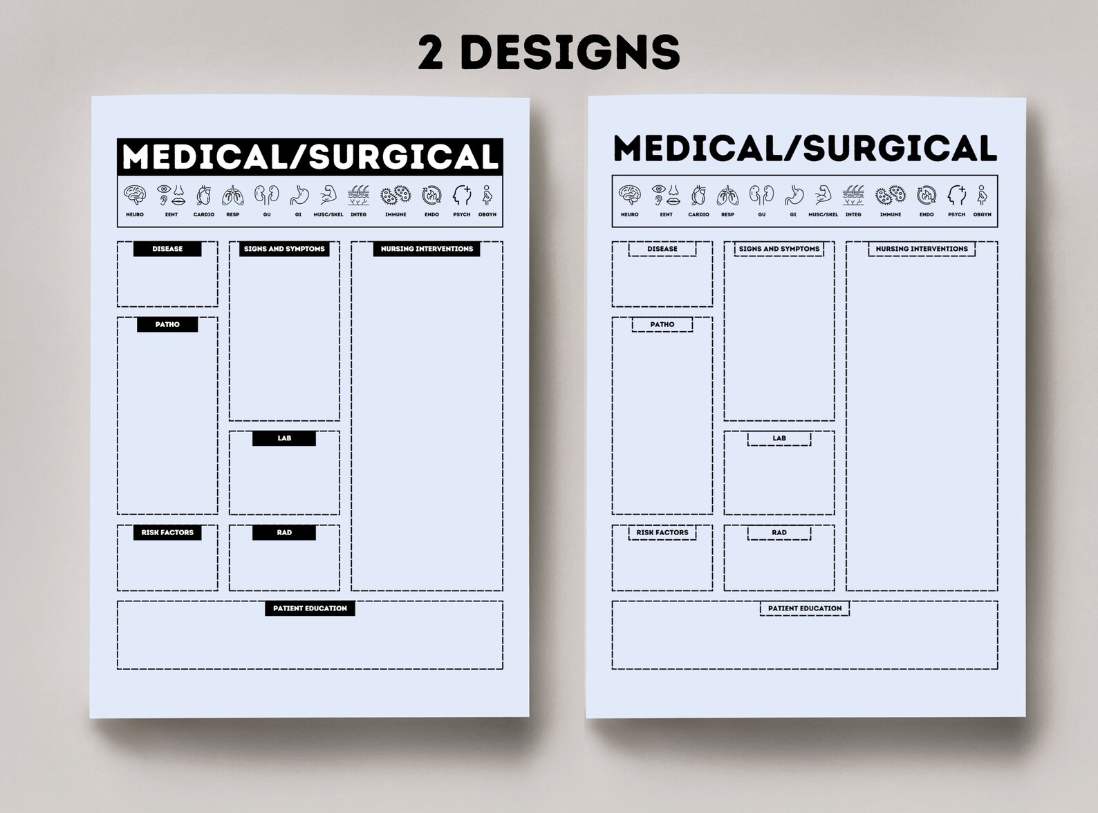 Fillable Medical Surgical Template for Nursing Student, Printable Med ...