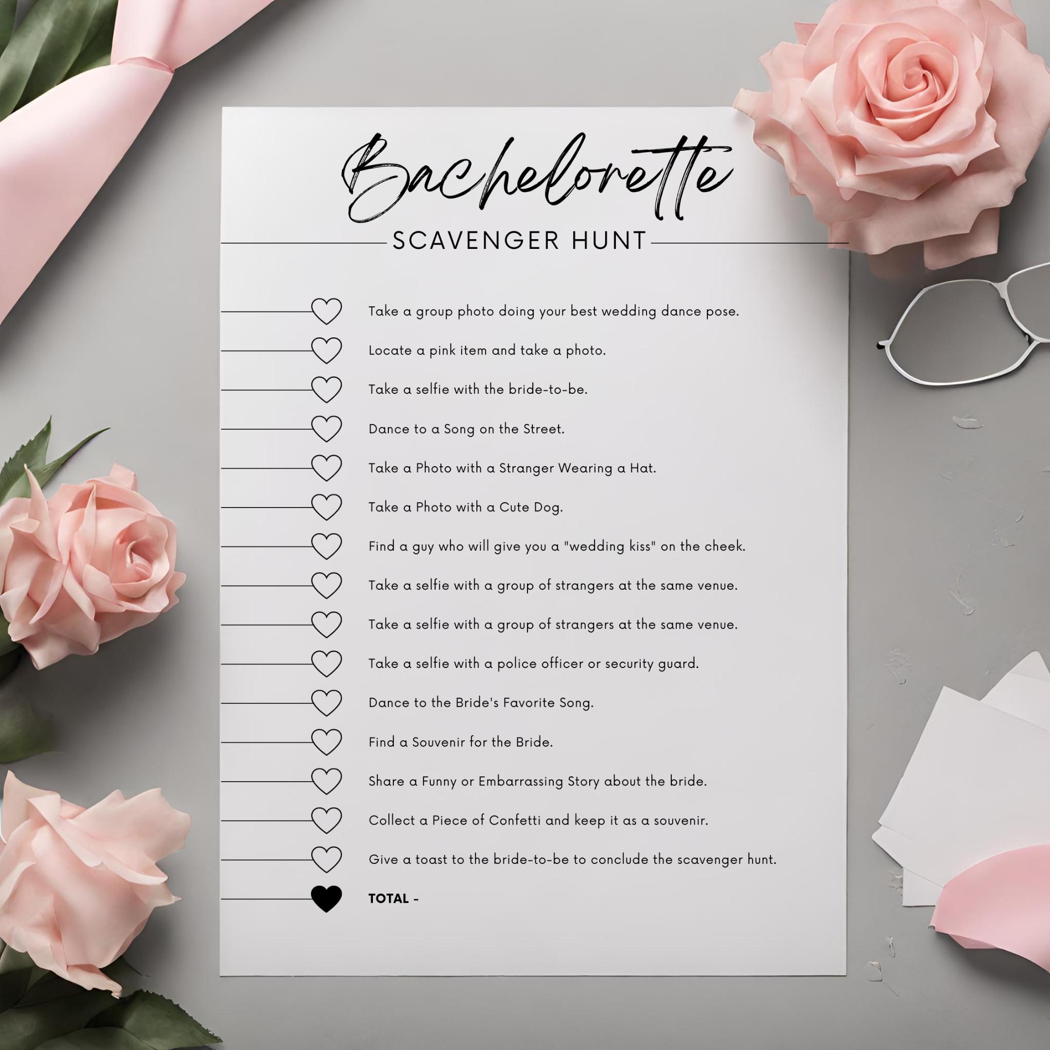 Bachelorette Scavenger Hunt | Hen Party Night Games | Printable Girls ...
