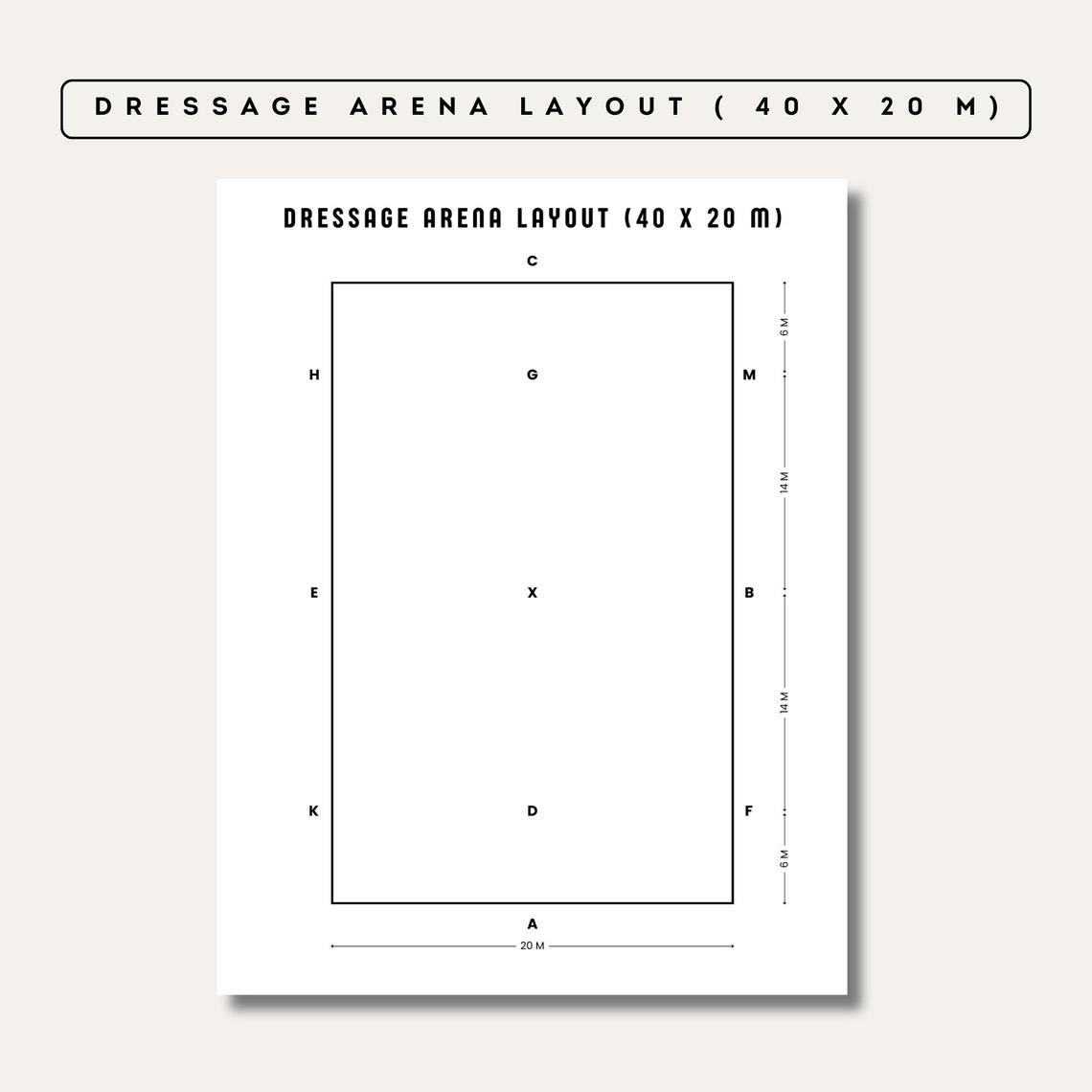 Dressage Arena Layout | Printable Equestrian Template | 60 X 20 M | 40 ...