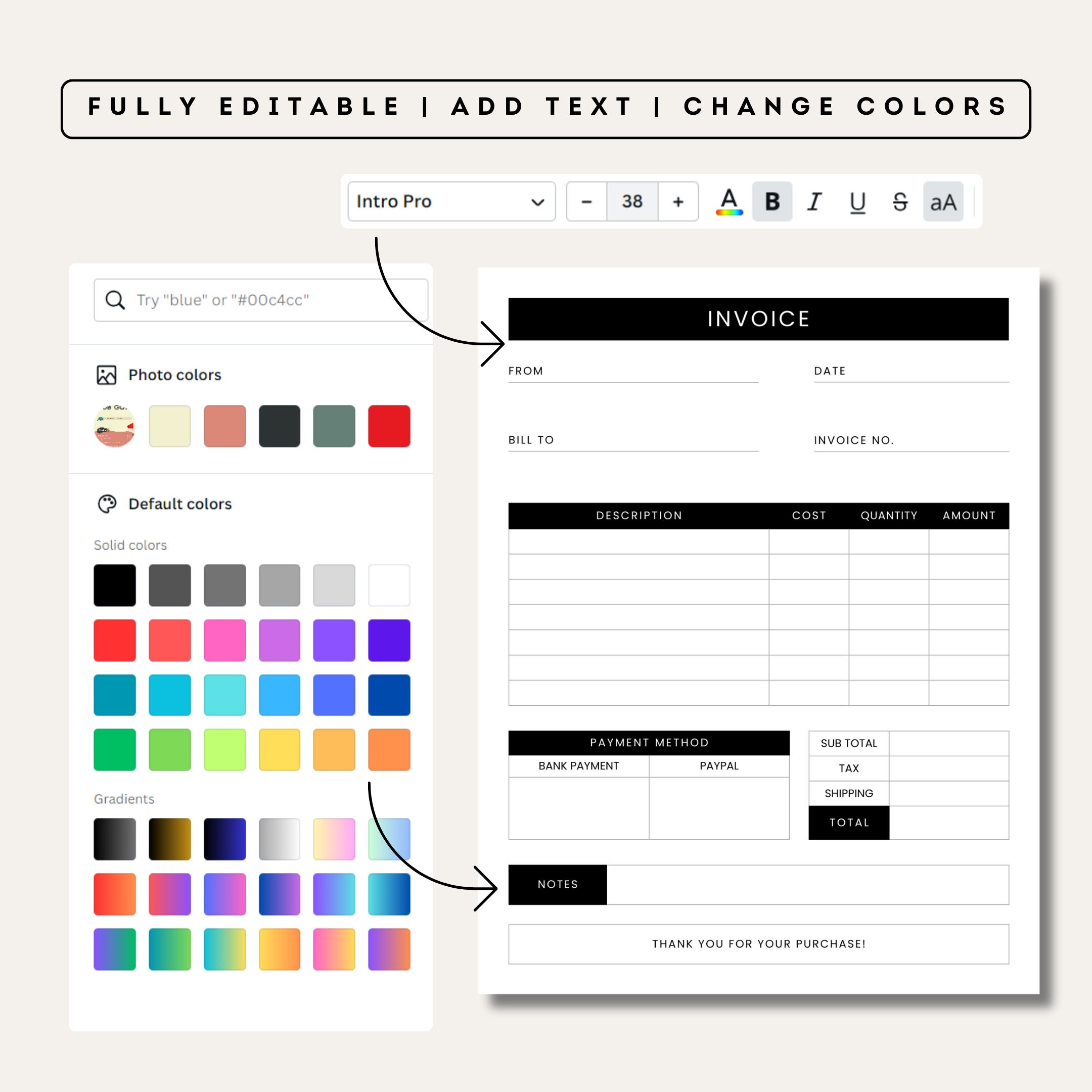 Blank Invoice Template Editable Canva Templates Basic Business Receipt ...