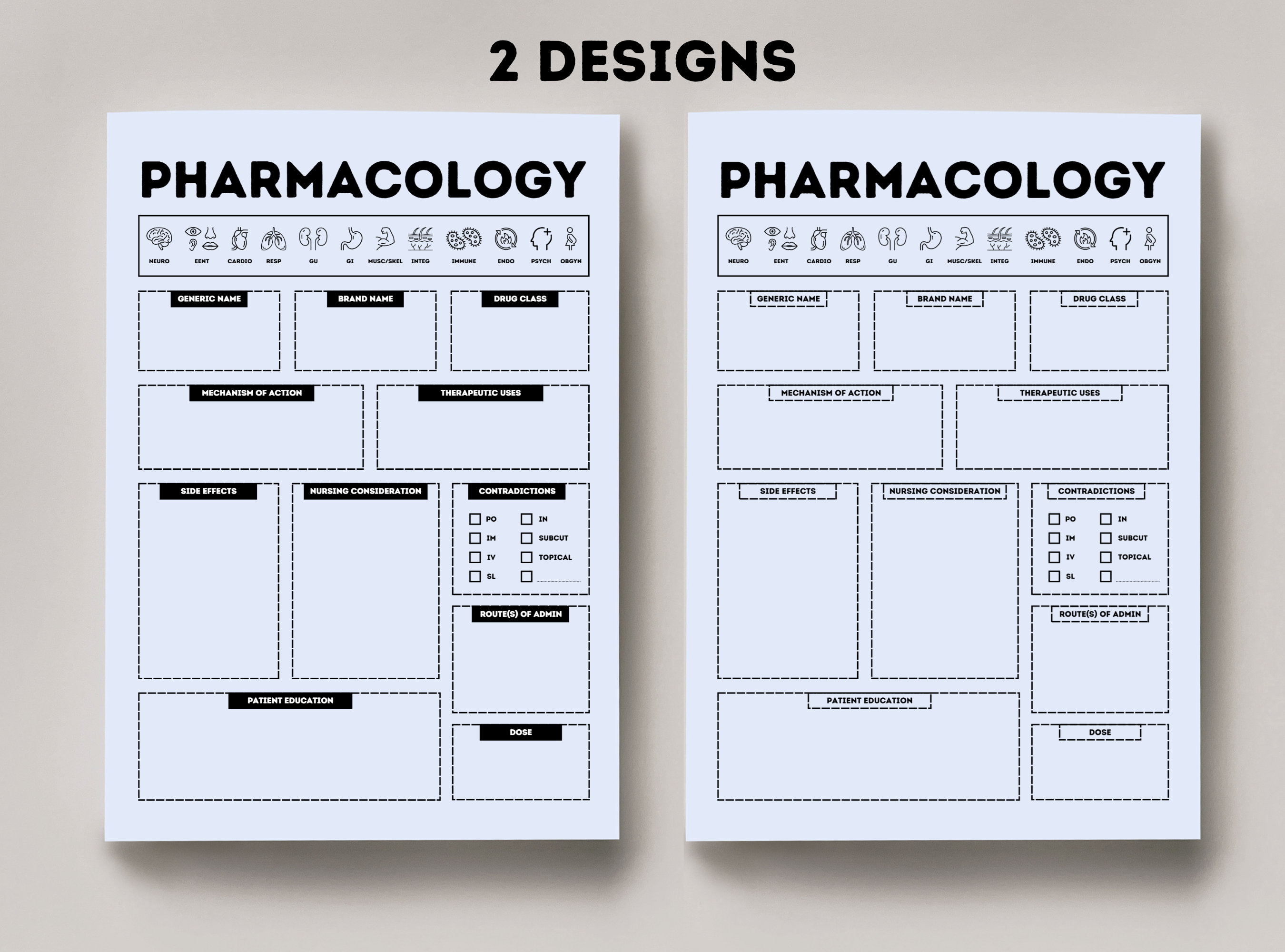 Fillable Pharmacology Template for Nursing Students, Printable ...