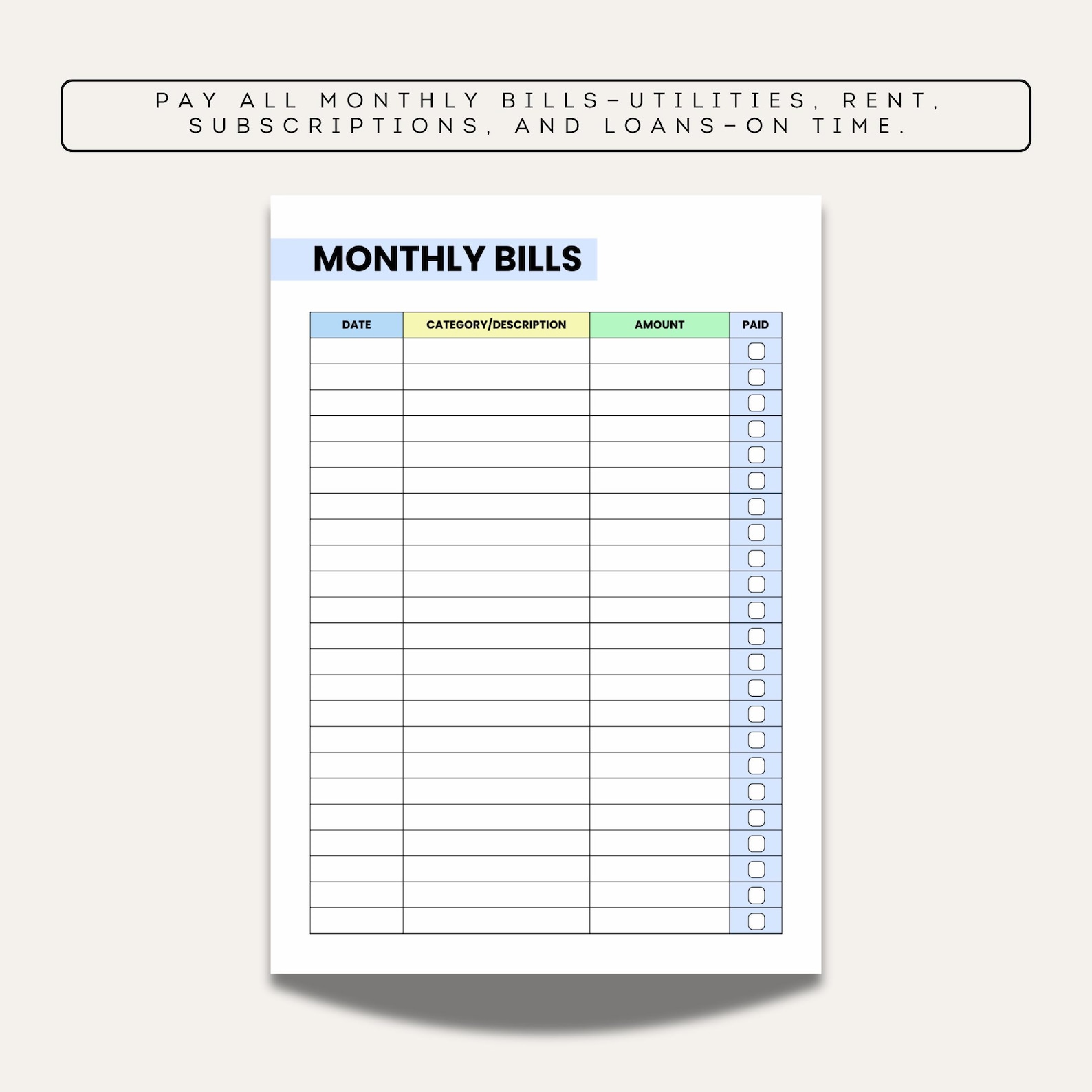 Monthly Bills Checklist Template: A4 A5 Printable Tracker (PDF) - Etsy