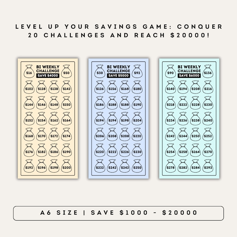 Bi Weekly Savings Challenge | Printable 26 Week Saving Challenge Bundle ...