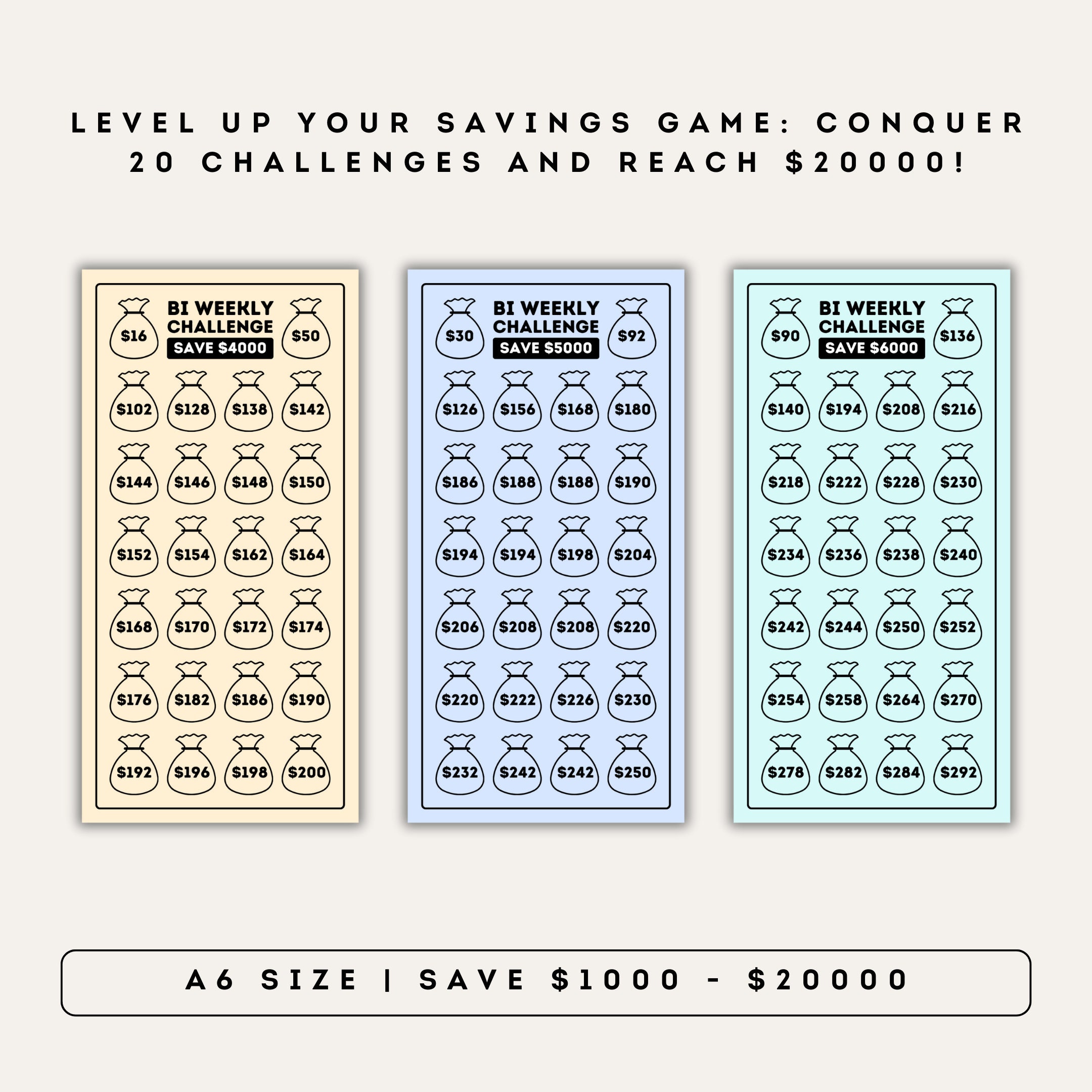 Bi Weekly Savings Challenge Printable 26 Week Saving Challenge Bundle ...