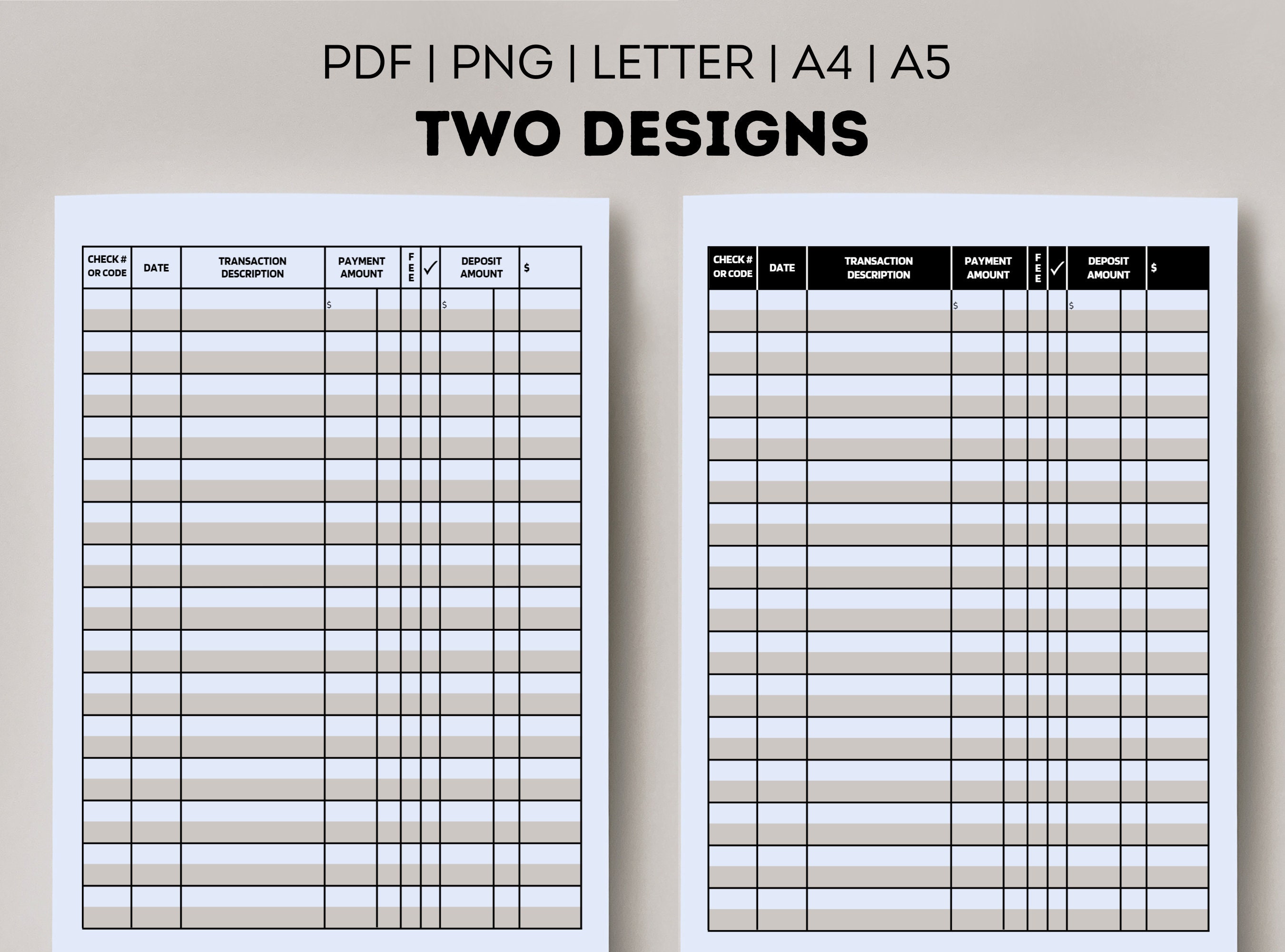Printable Checkbook Register, Check Register Template, Checkbook ...