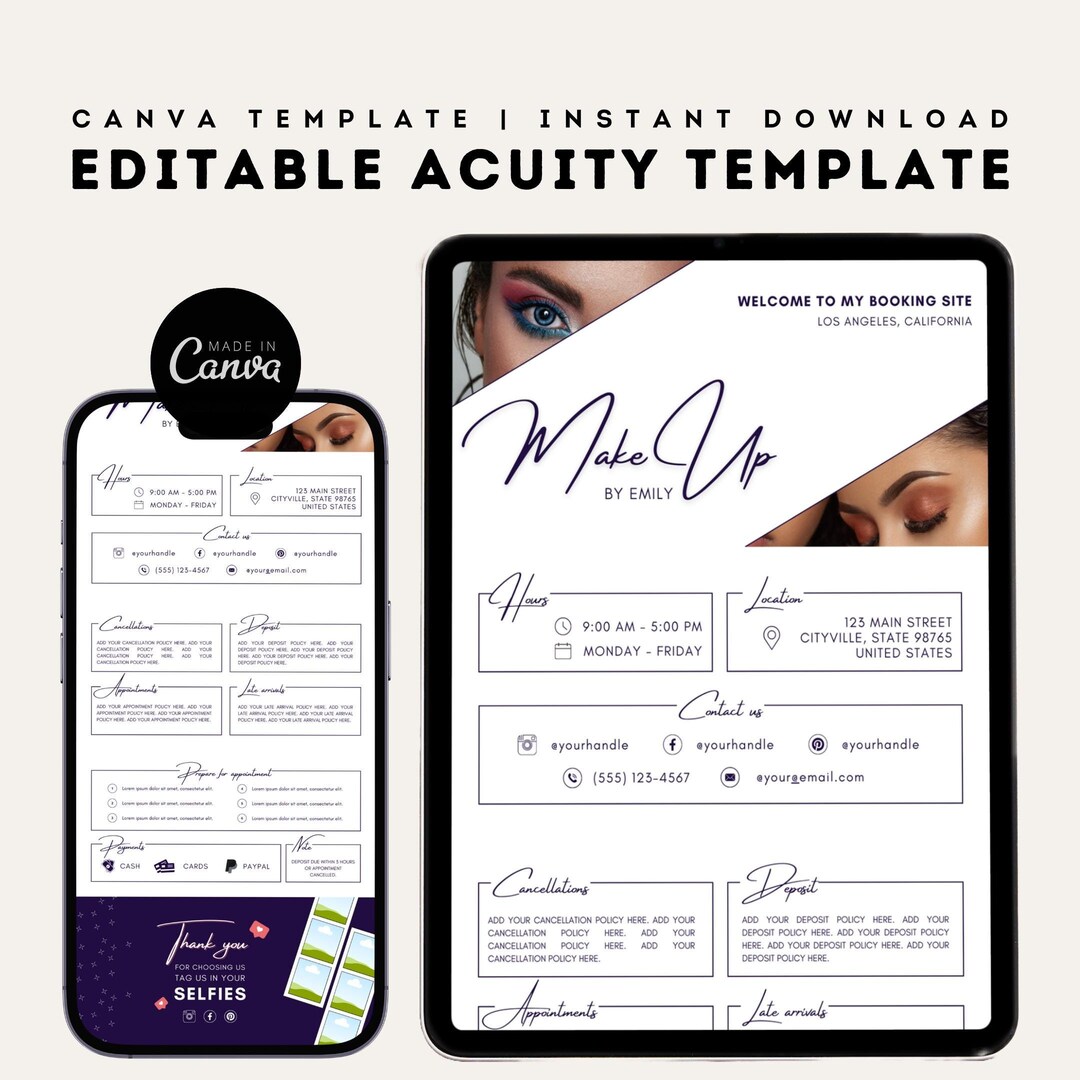 Acuity Scheduling Canva Templates | Editable Acuity Booking Website ...